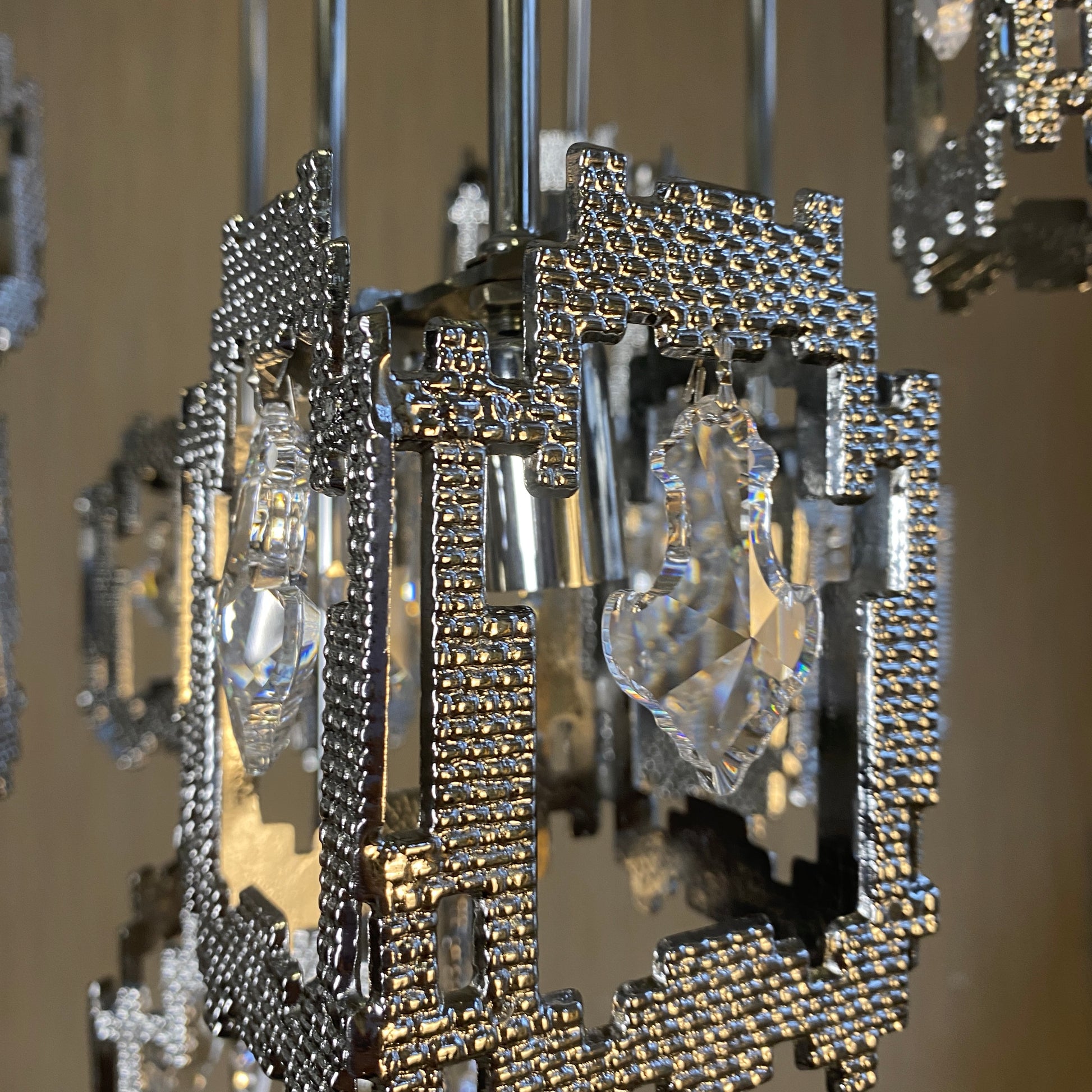 Chrom Pendelleuchte mit Kristallbehang 9 flammig - Lampe Cairo